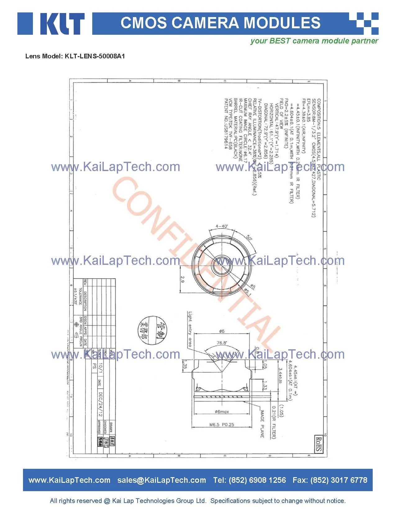 8mp Ov8865 Mipi Interface Auto Focus Camera Module Klt-ov8865-e602b V3 ...