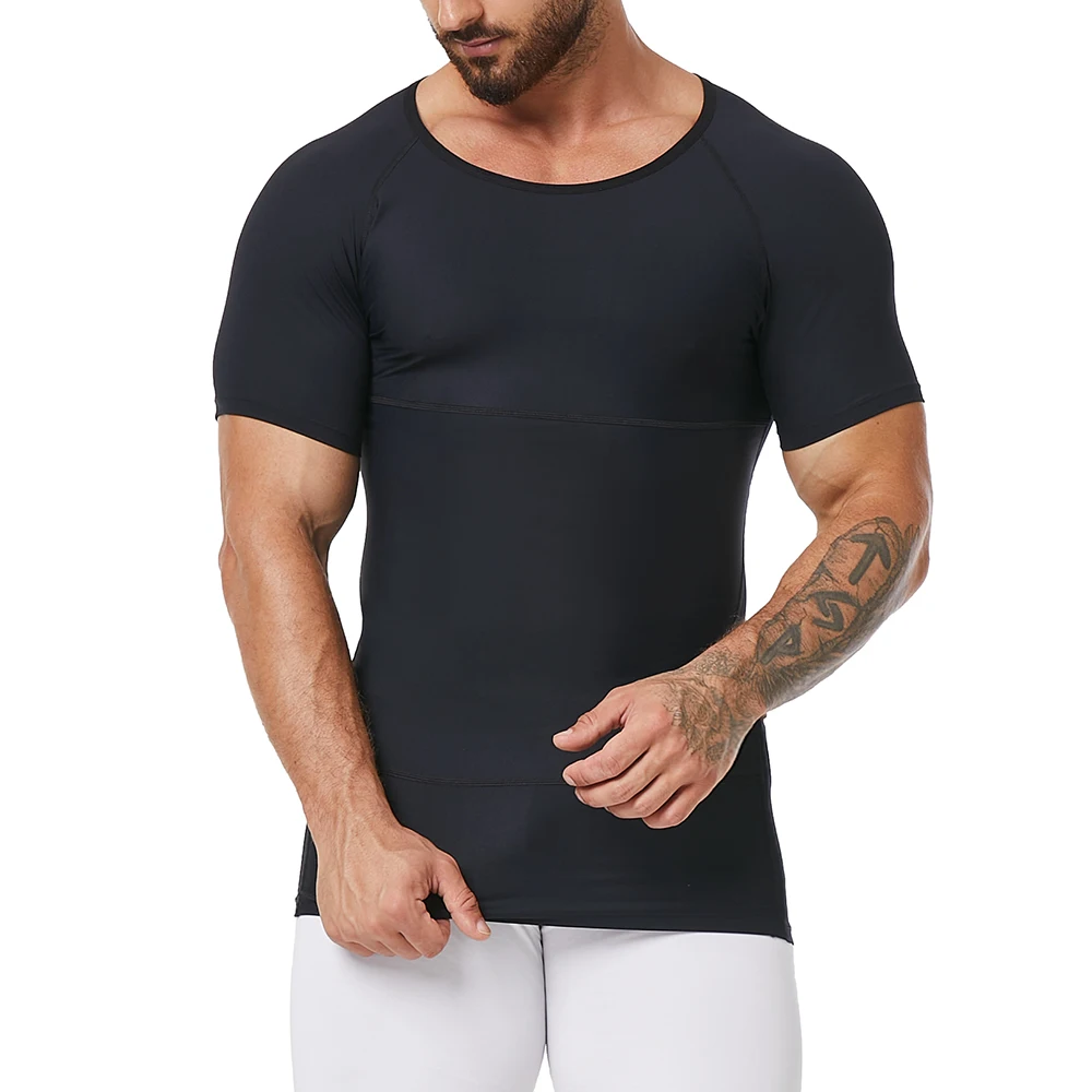 Hide Men Boobs Gynecomastia Compression Shirts Short Sleeve Body Shaper ...