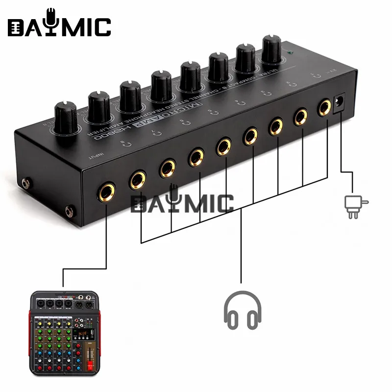 8 Channel Stereo Headphone Amplifier - High Quality Audio