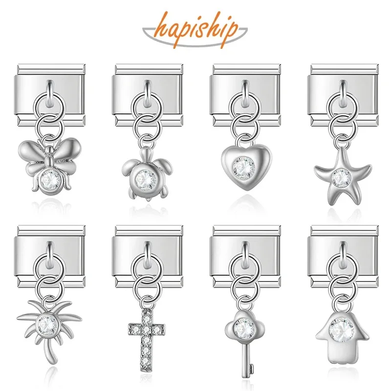 Hapiship Fashion New Cross Shell Italian Charm Unisex Suitable for 9MM ...