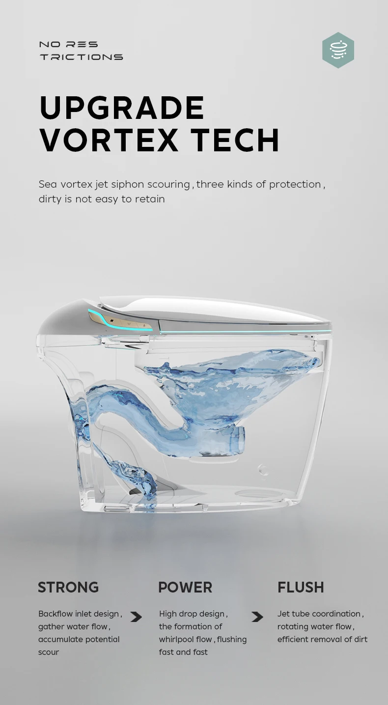 Oval Shape Fully Automatic Toilet Floor Mounting Smart Toilet Bidet ...