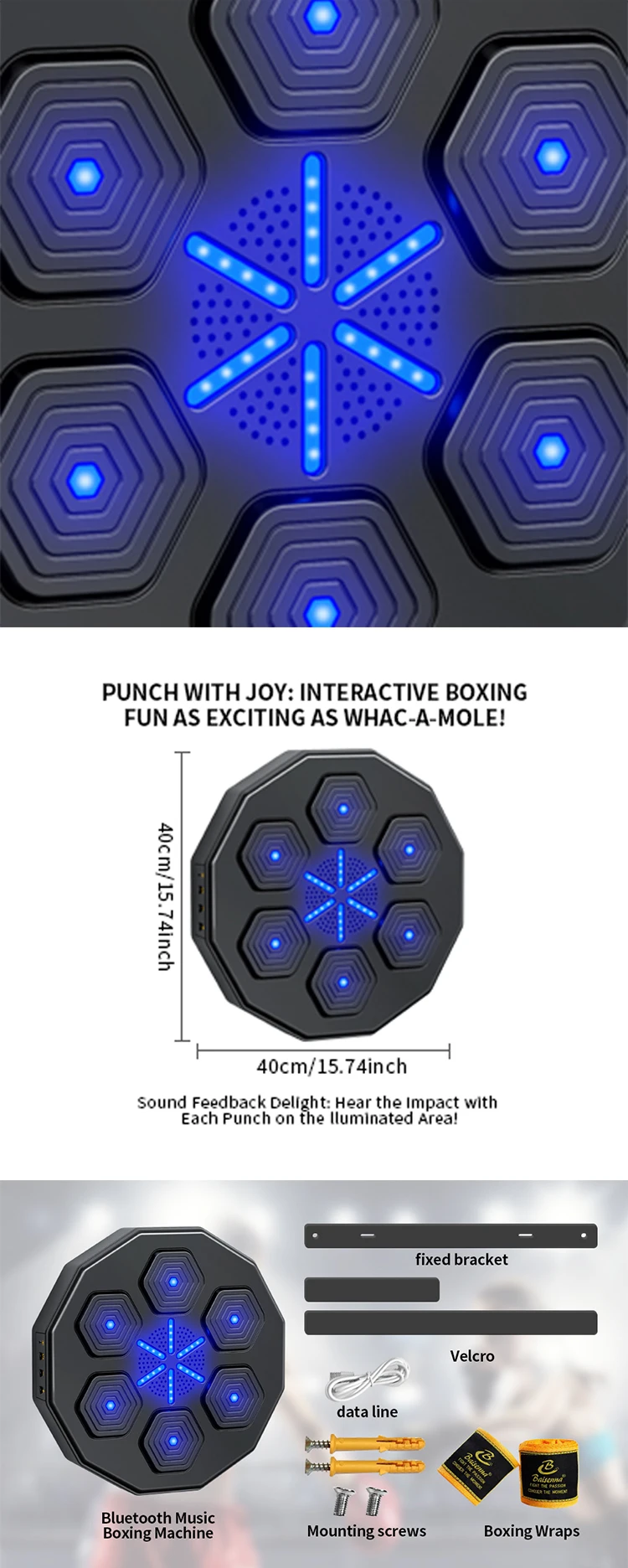 Smart Music Boxing Punching Bag Music Boxing Machine Wall Punching Pad ...