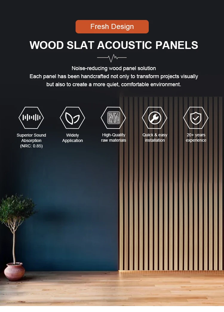 Solid Wood Model Natural Oak Acoustic Panels for Home & Office