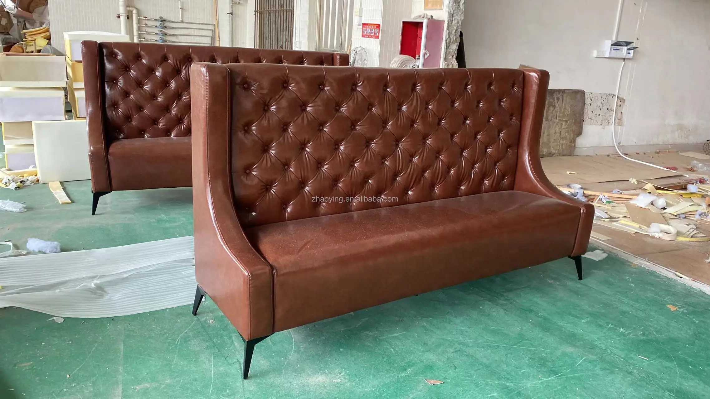 Modern Restaurant Banquette Booth Seating Corner Fabric Tufted Sofa ...