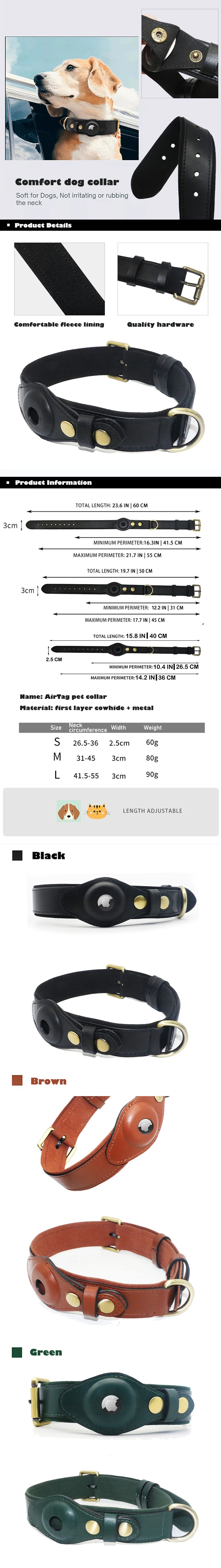 Luxury Airtag Gps Tracking Leather Dog Collar Adjustable For Dogs - Buy ...