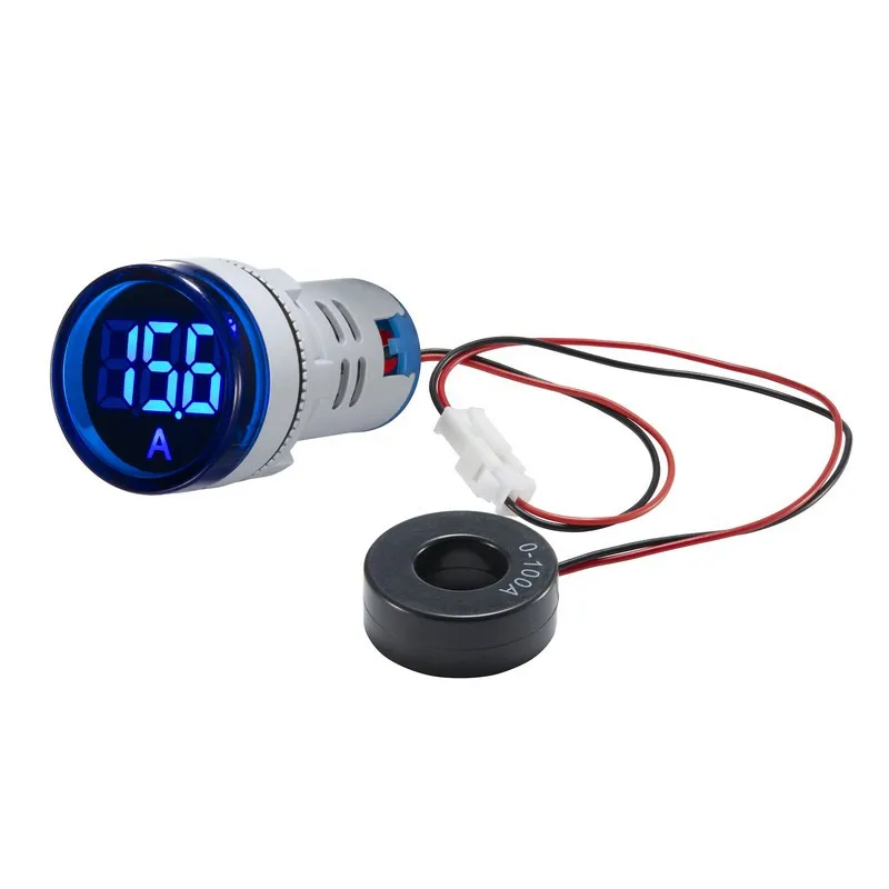 Circular Digital Ammeter LED Current Indicator Light 22mm Mini Display ...