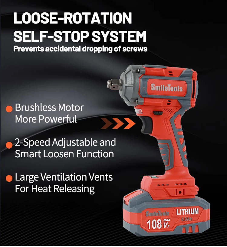 21v Rechargeable Cordless Electric Torque Impact Wrench 1/2 Inch With ...