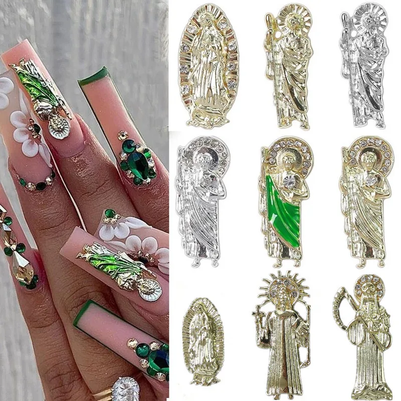 Newest Virgin Mary Nail Charm Buddha Painting Gold Silver Nail ...