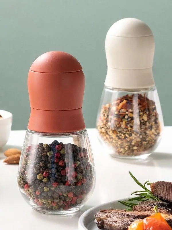 Mini Glass Salt Pepper Grinder Adjustable Spice Nuts Mills Manual ...