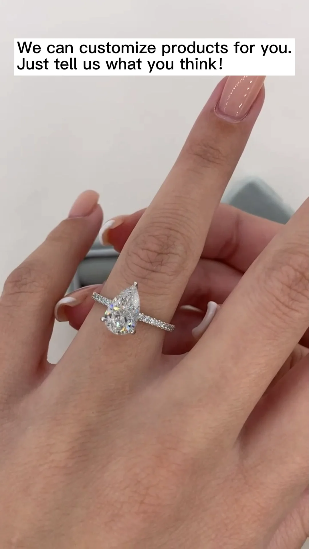 Custom Wholesale Cubic Zirconia Pear Shaped Eternity Ring Women Jewelry ...