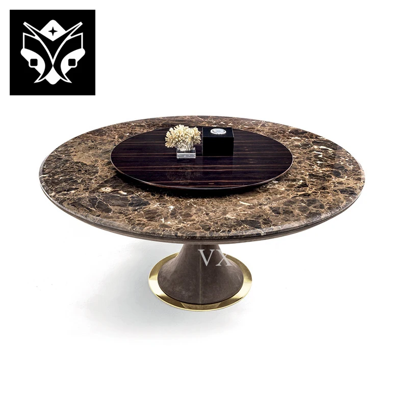 Italian Luxury Marble Table With Lazy Susan Modern Round Rotating ...