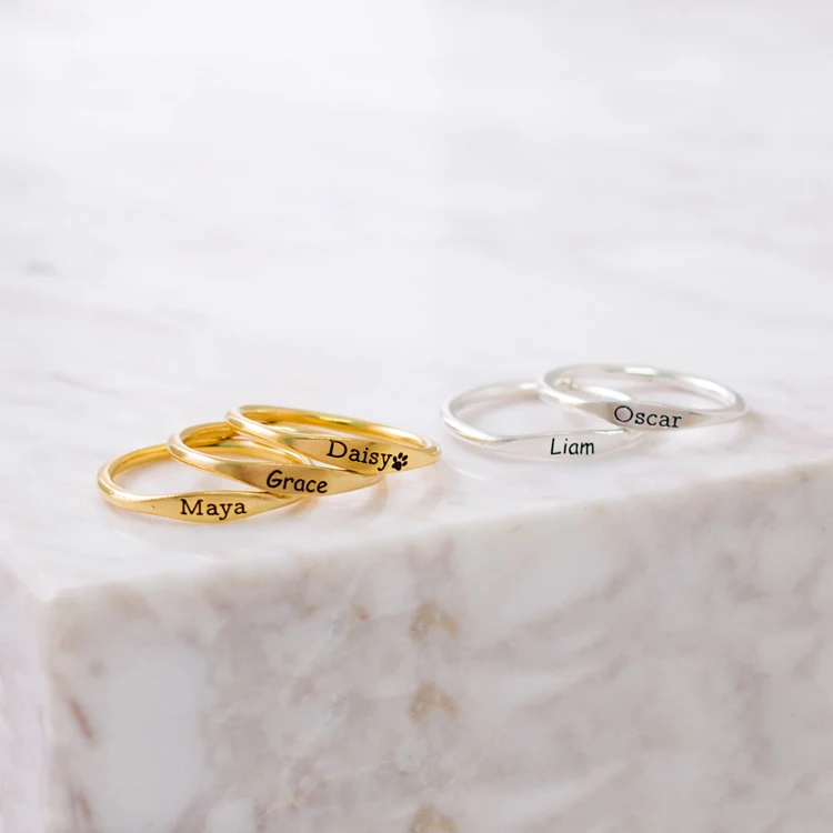 Stacking Skinny Name Ring Gold And Rose Gold Skinny Stackable Name Ring ...