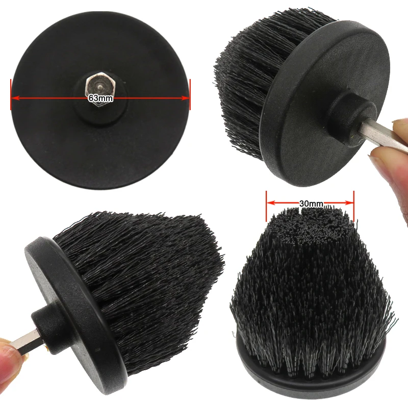 Black 2.5Inch Electric Conical Cleaning Brush Drill Cleaning Brush ...