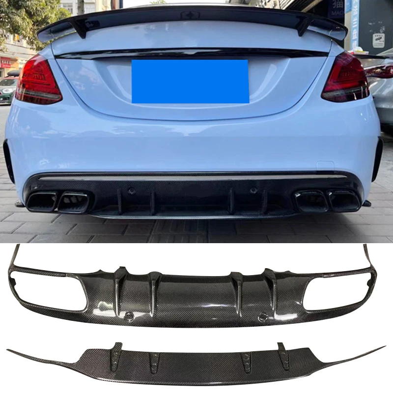 C63S W205 Body Kit Carbon Fiber Fibre Rear Bumper Diffuser Lip for ...