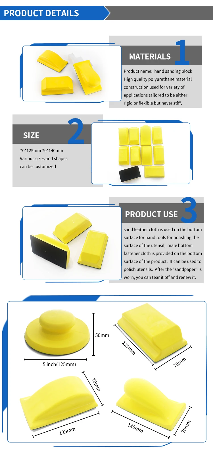 Hot Sale Hand Sanding Block Square Shape Sanding Block Sander for ...