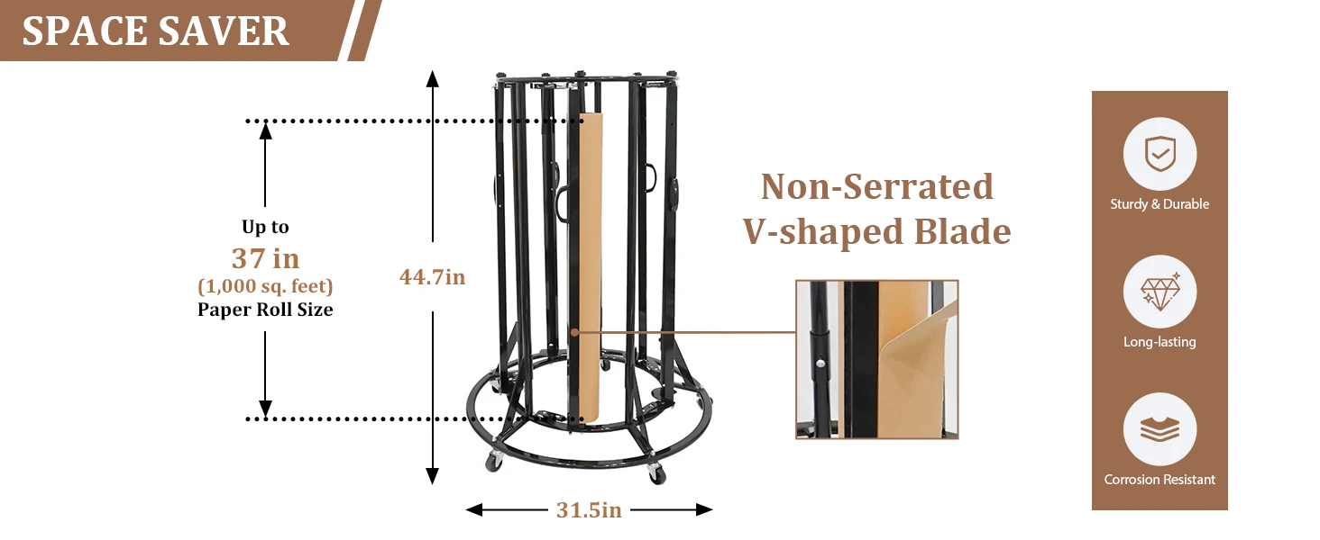 JH-Mech Custom Paper Roll Holder for Crafting Horizontal Holds up to 5 ...