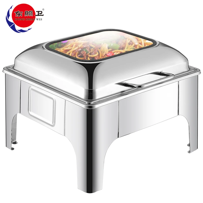 Restaurant Luxury Rectangular Hydraulic Chafing Dish Transparent Glass ...