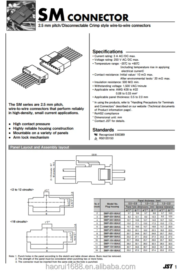 Connector Smr-03v-b 2.5-3pin Pitch 2.5mm Black Plastic Shell - Buy Smr ...