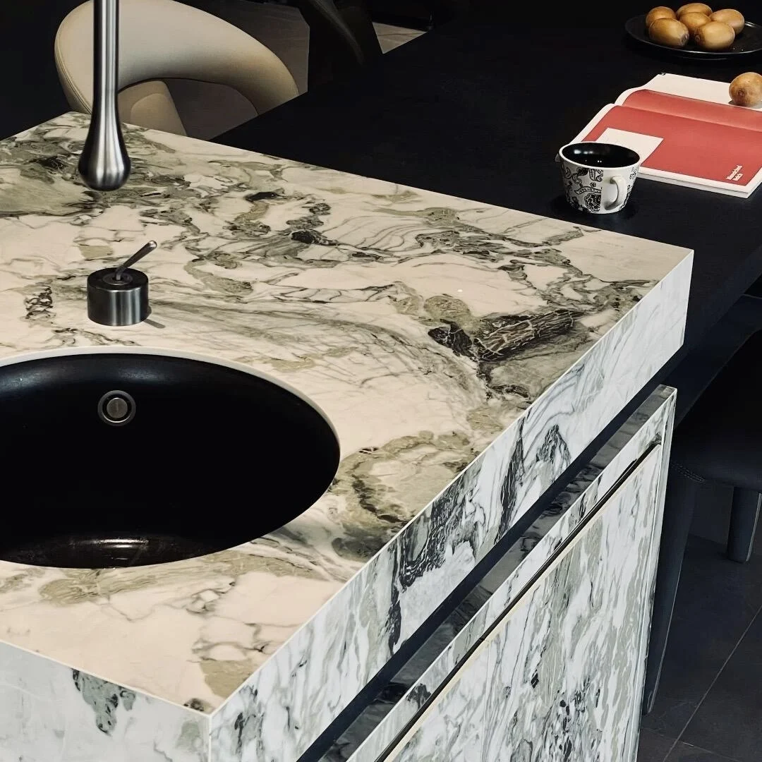 Modern High End Custom Cold Jadeite Natural Marble Kitchen Island ...