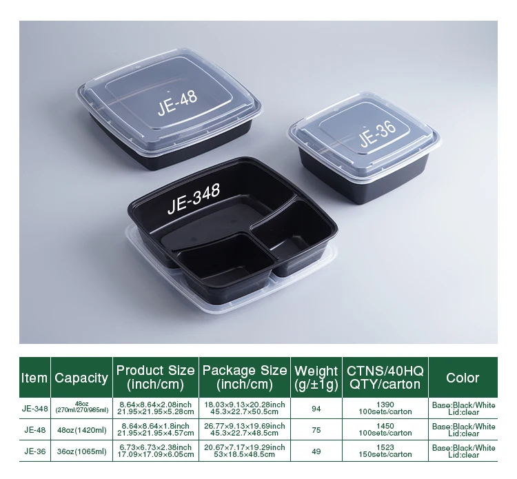3 Compartment Takeaway Boxes - High Quality Plastic Food Containers