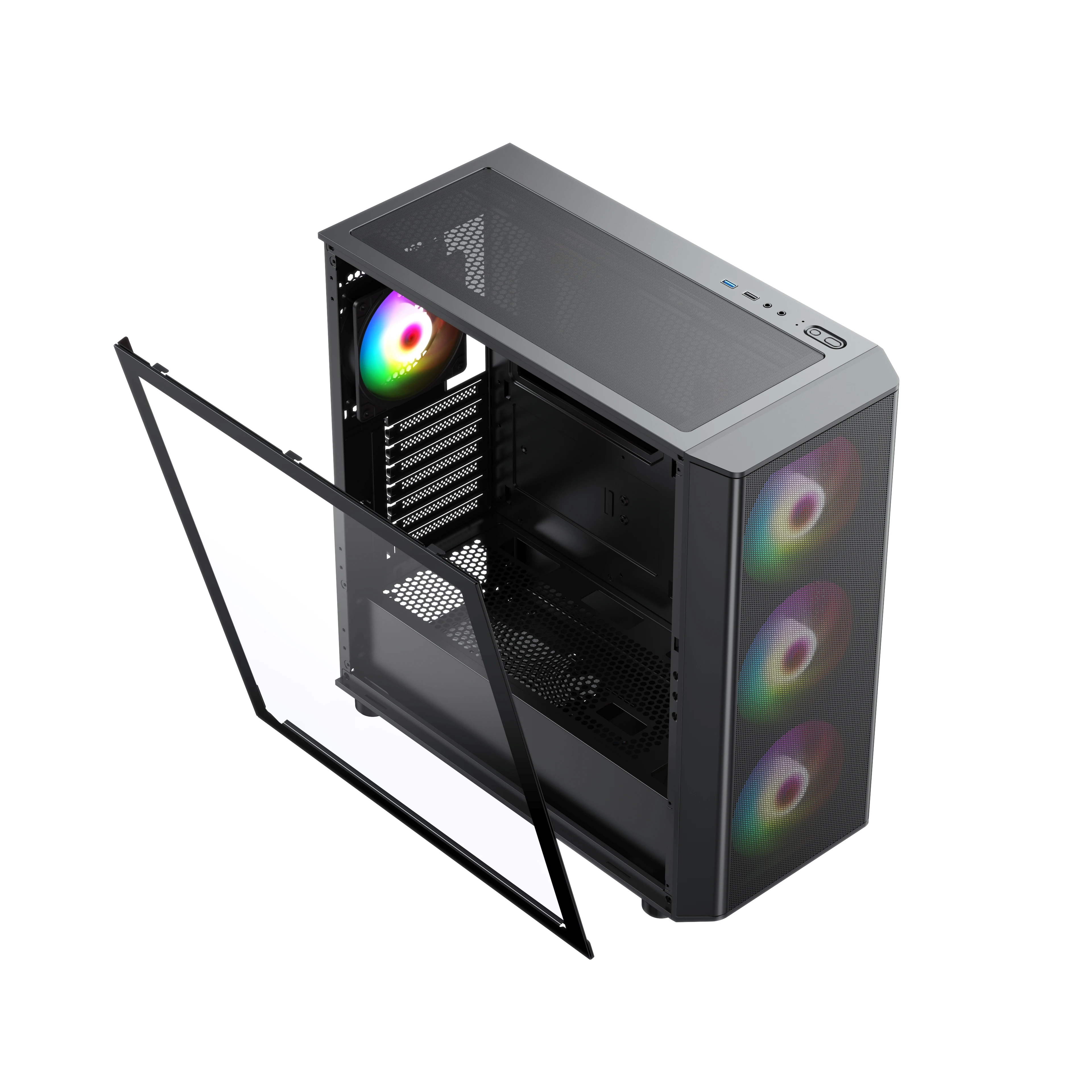 Atx Computer Case Mid Tower Cabinet Black Pc Case Tempered Glass Cases ...