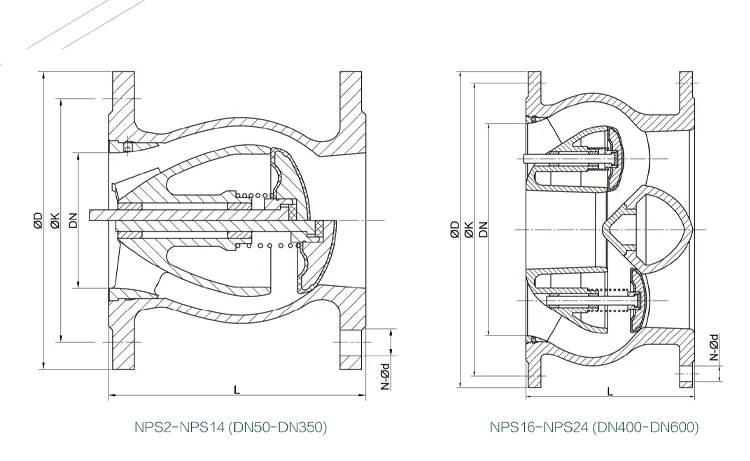 Dn100 Pn16 Nozzle Check Valve Cast Ductile Iron Flanged Silent Check ...