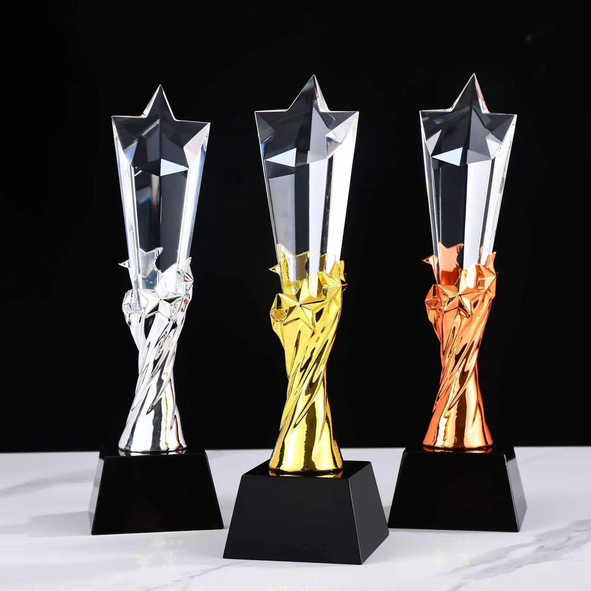 Honor Of Crystal Logo Engraving Blank Plaque Trophy Star Crystal Award ...