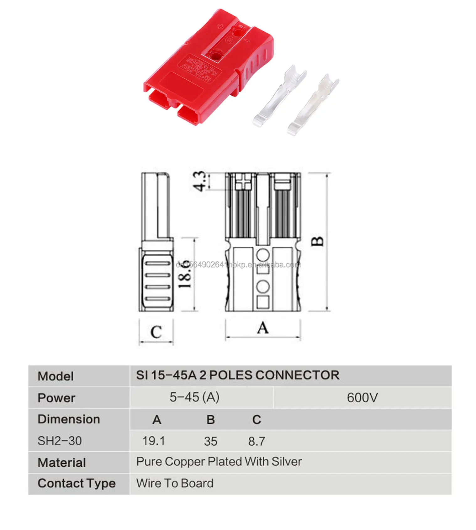Anderson SBS40A Bipolar UPS Power Plug 40A Connector for Lithium ...