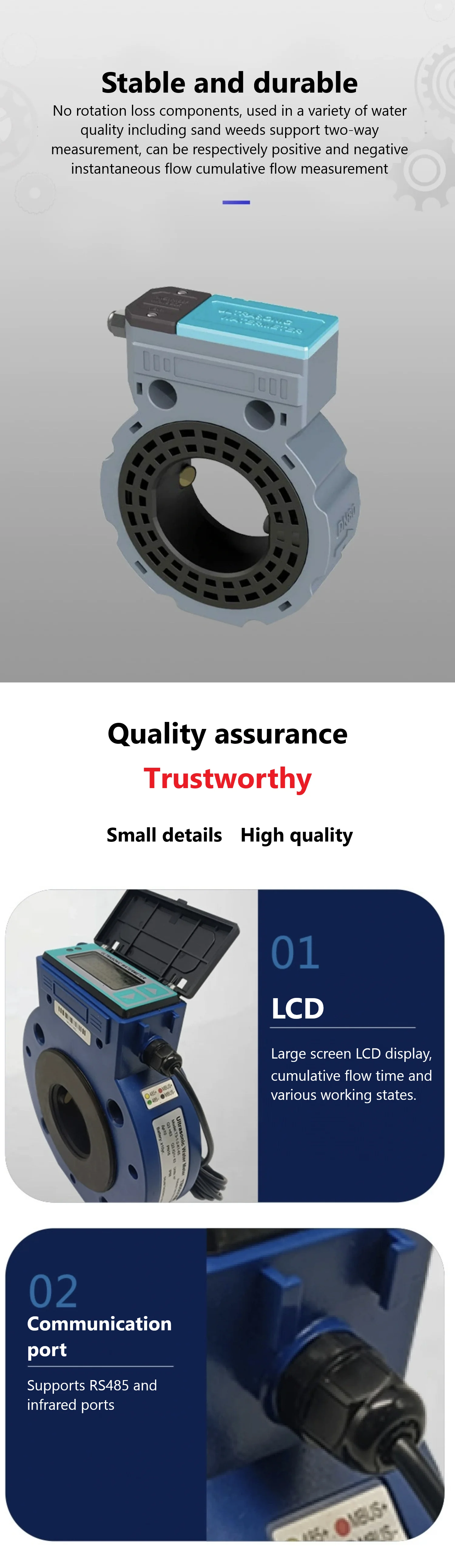 RS485 Digital Card Type Ultrasonic Water Meter IP68