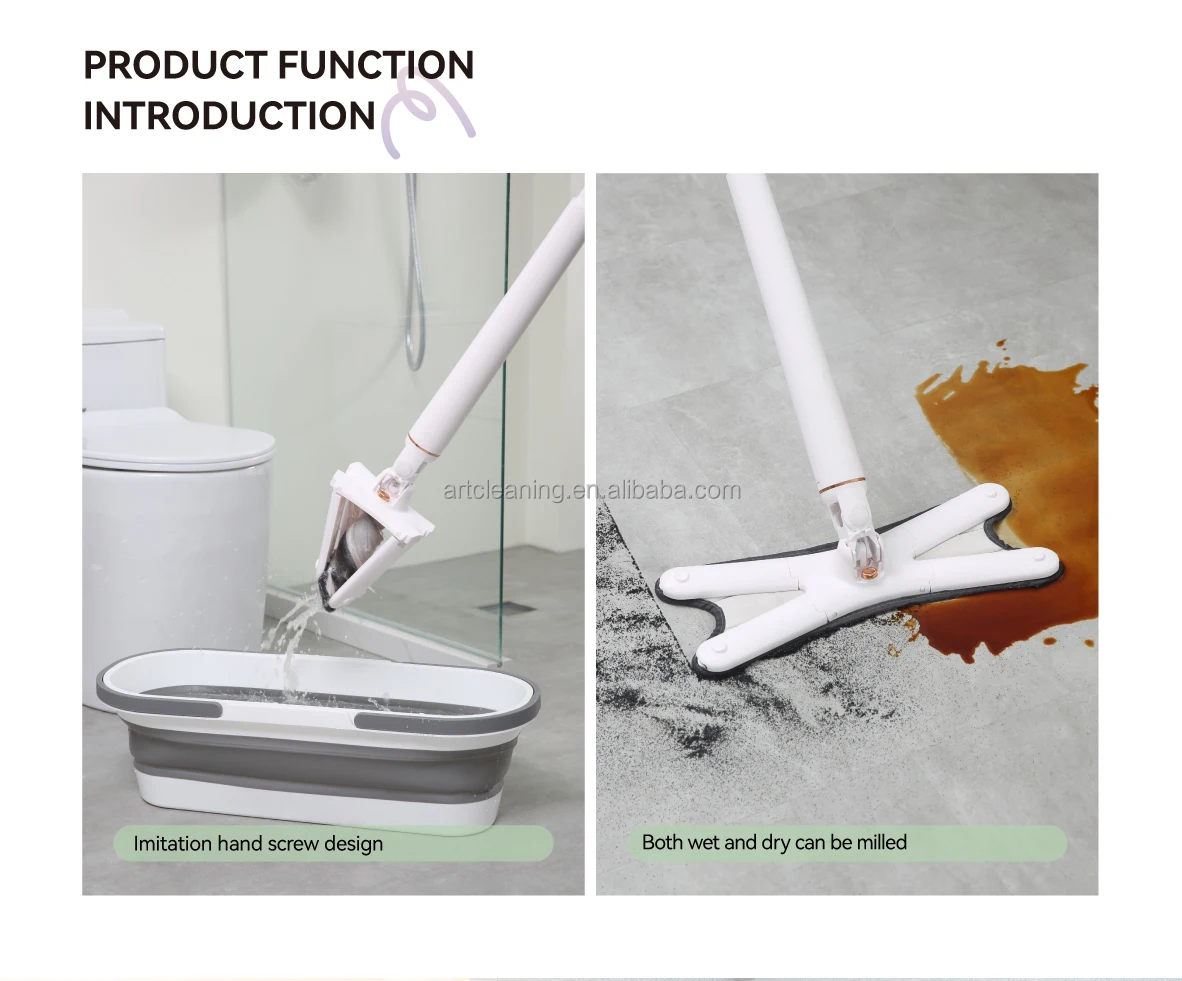 2024 High Quality 360 Degree Rotating Squeeze Cleaning Hand Free X Mop ...