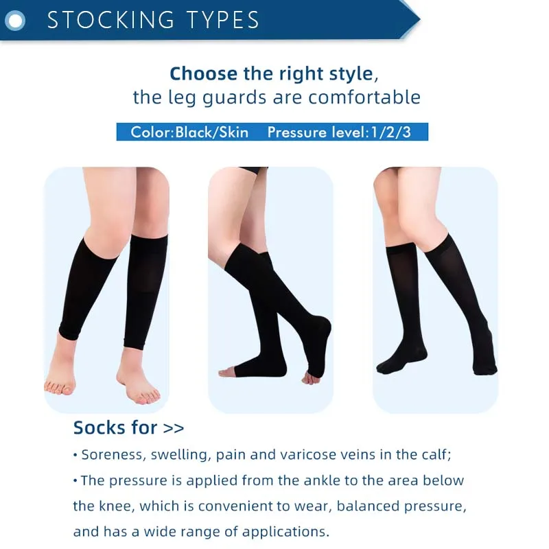 Factory 10-28mmhg Thigh High Compression Medical Socks Varicose Veins ...