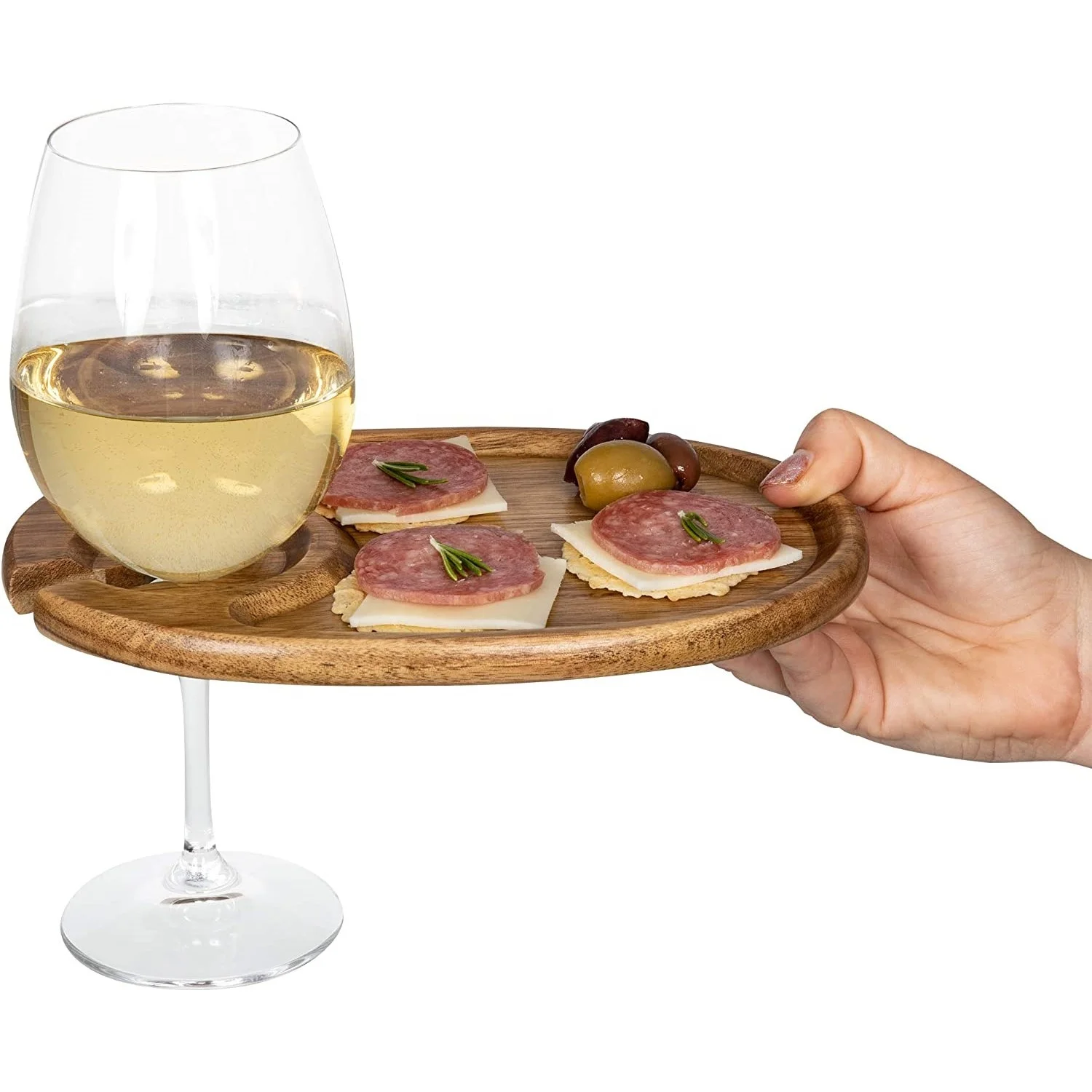 2023 Hiros Cocktail Appetizer Plates With Wine Glass Holder,Oval Shape ...