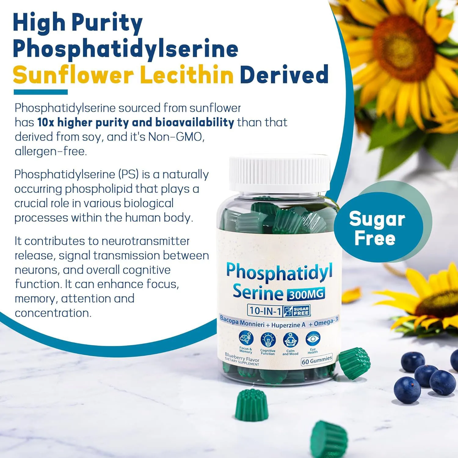 Private Label Phosphatidylserine Gummies Vegan Brain Focus Gummies For ...