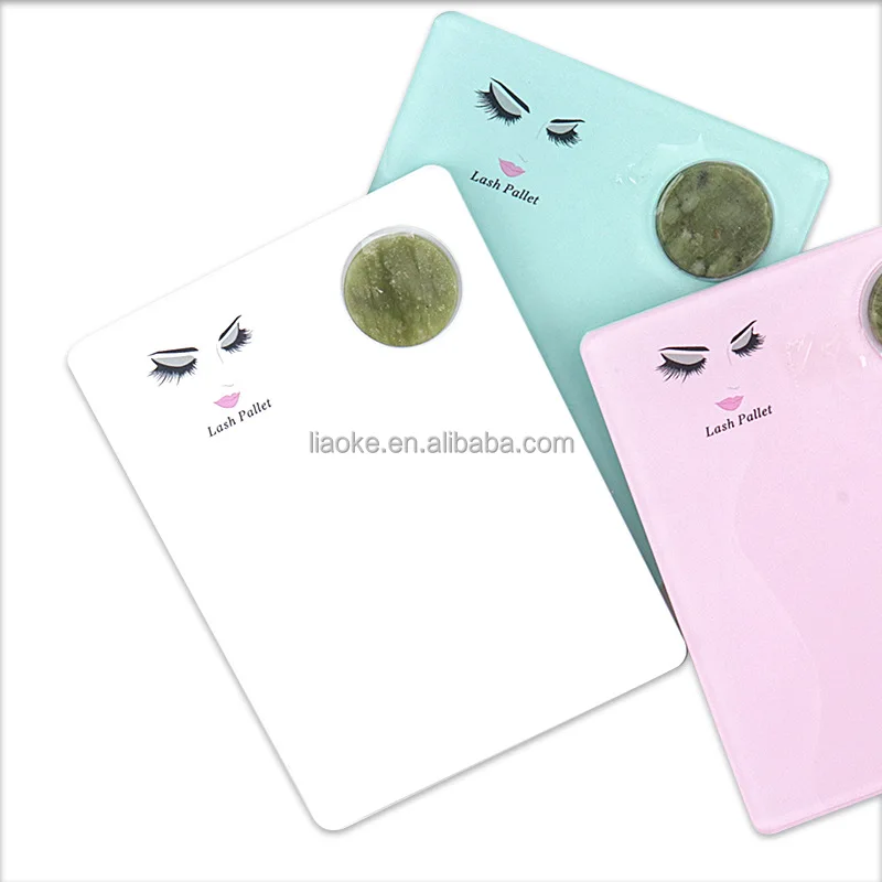 3 Colors Grafting Eyelash Display Pallet Printed Acrylic Jade Eyelash ...