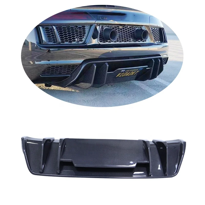 V Type Carbon Fiber Rear Diffuser For Audi R8 Rear Bumper Lip 2017-2019 ...