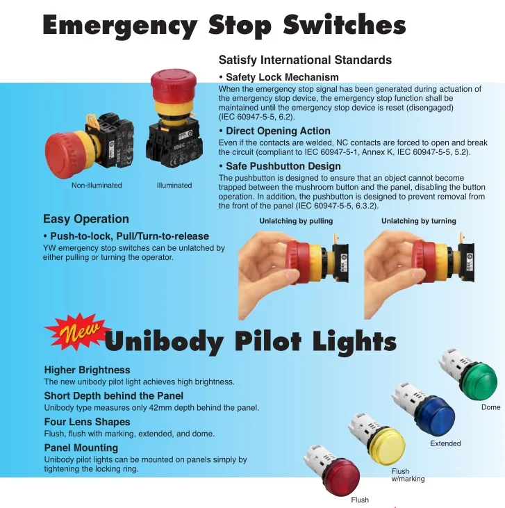 Japan Brand IDEC YW1B-V Emergency Stop Switches for Safety