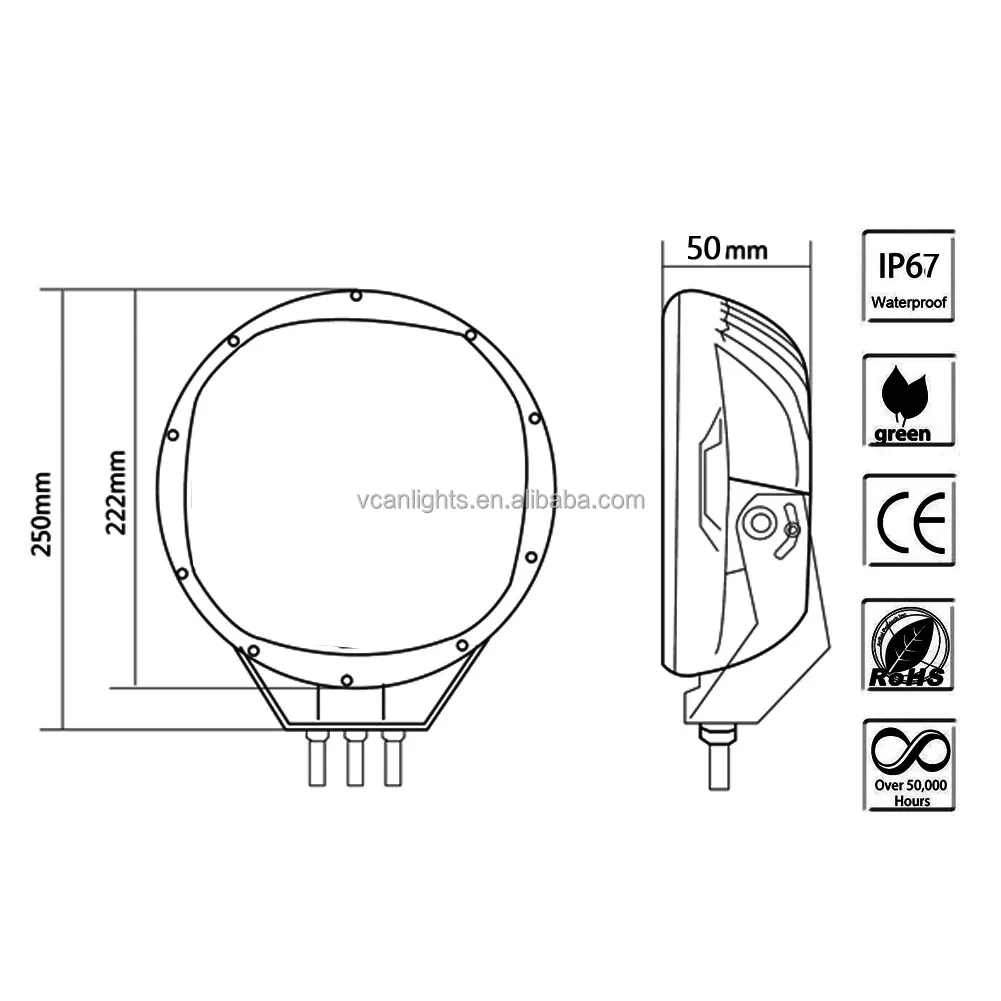 Round 9 Inch Truck LED Driving Spotlight 4x4 Offroad Bumper Spot Car ...