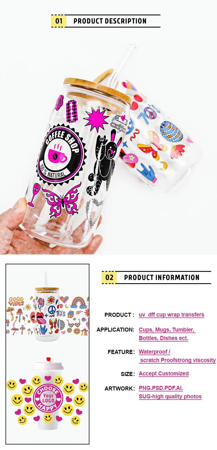 Custom Wholesale Logo Label Sticker Sheet - UV DTF Transfers