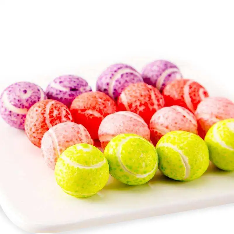Halal Tennis Shape Juicy Fruit Gum Filled Jam Bubble Gum Chewing Candy ...