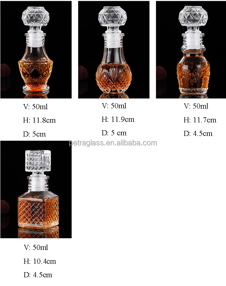 Luxury Mini Empty 50ml 100ml Decanter Vodka Glass Liquor Wine Spirit ...
