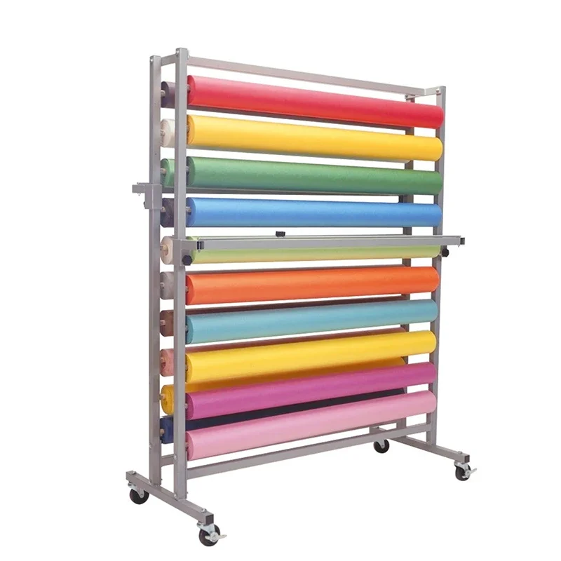 Custom Metal Fabric Roll Display Rack Waterproof Fabric Roll Storage ...