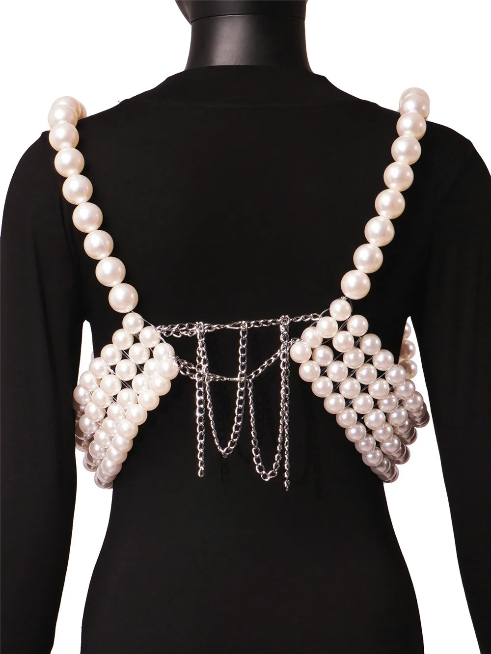 Pearls Mini Crop Top - Whole Pearl Handmade Free Size Tops