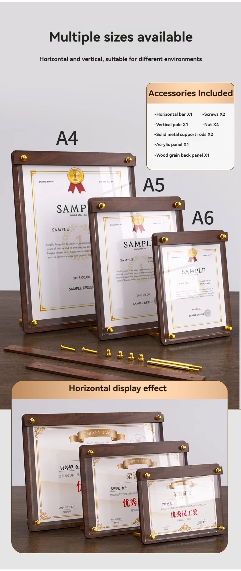 Acrylic Clear Portable Luxury Table Card Stand Certificate Display ...
