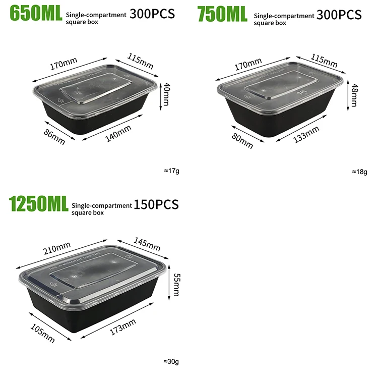 Transparent 500ml Plastic Disposable Lunch Box Leakproof Takeaway Bowls ...
