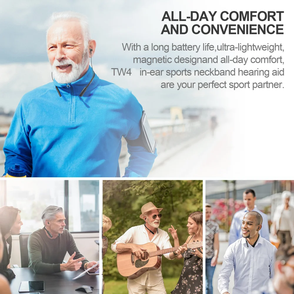 JINGHAO TW4 OTC Wireless Sports Neckband Hearing Amplifier