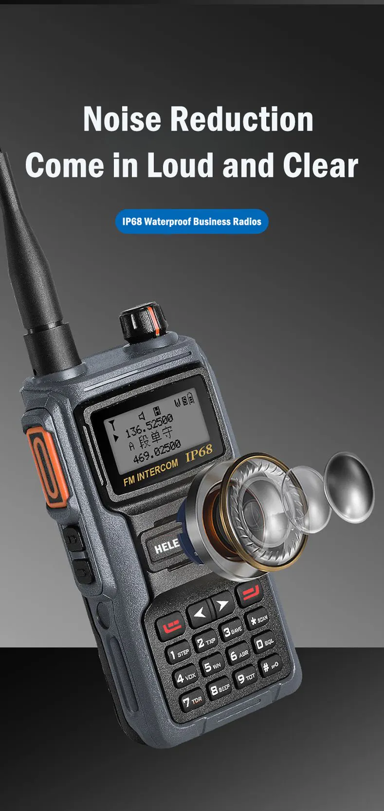Multiple Frequencies Uhf Vhf Portable Walkie Talkie Ip68 Waterproof 5w ...