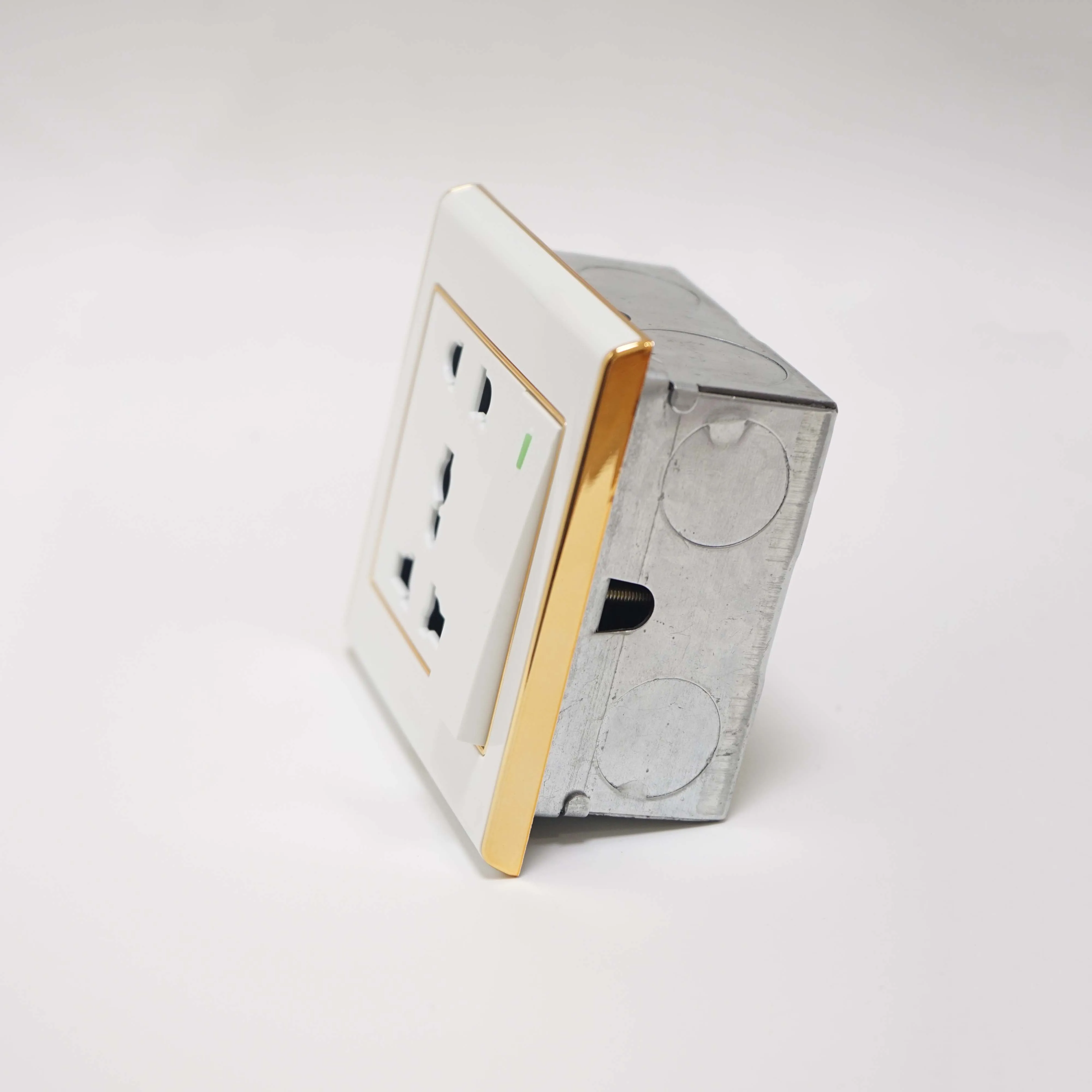 F70 Range 1 Gang Switch + 5 Pin Socket White Color Golden Electroplated ...