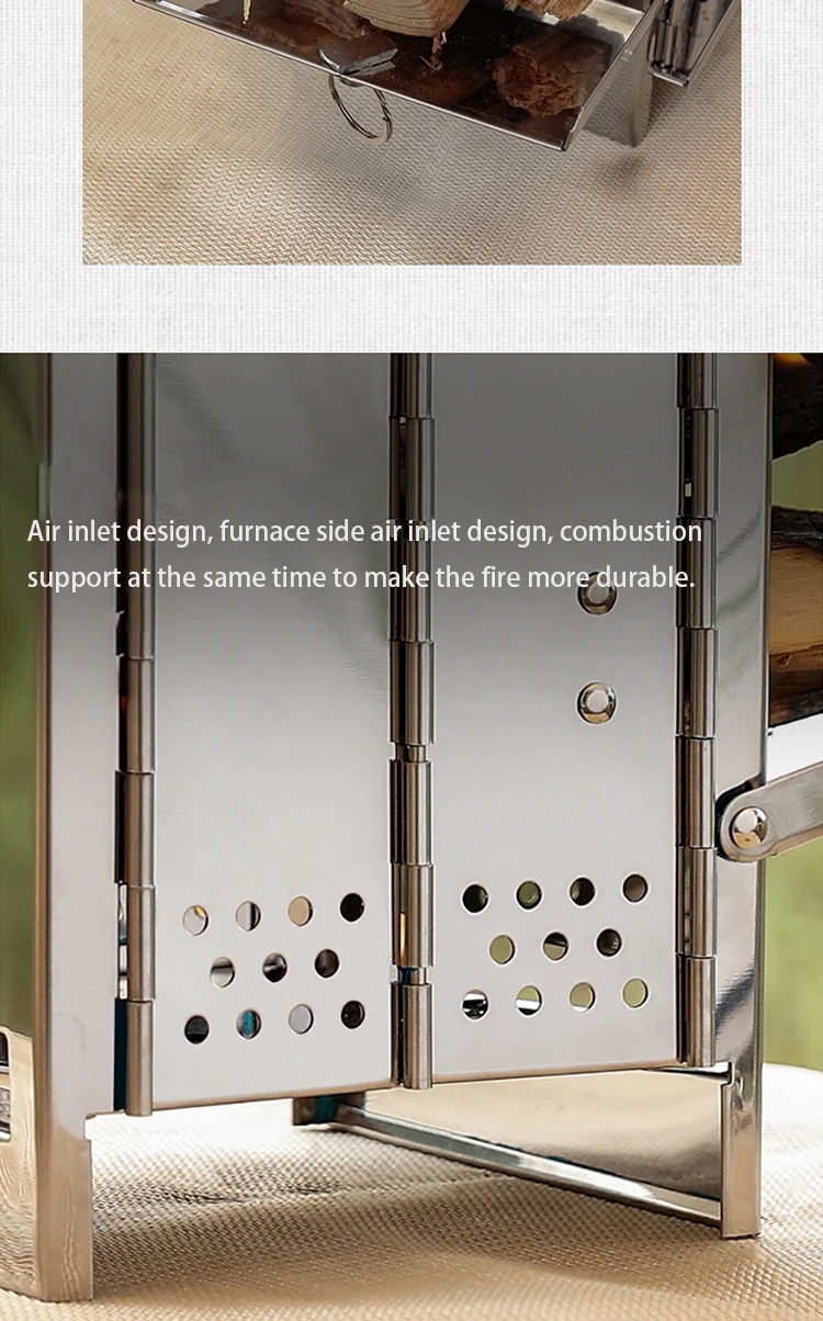 Outdoor Square Wood Stove Mini Stainless Steel Oven Bbq Camping Folding ...