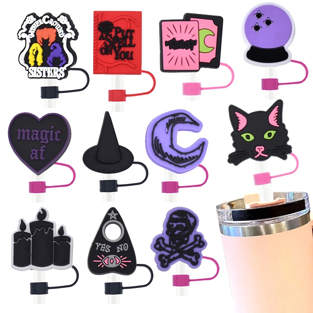 hocus pocus witch straw charm toppers halloween straw topper cover for ...