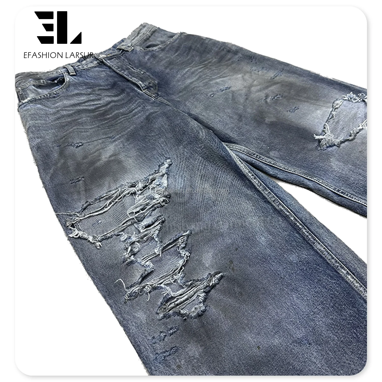 Larsur Custom Denim Factory Dirtyfit Dirty Mud Wash Wide Leg Jeans Fray ...